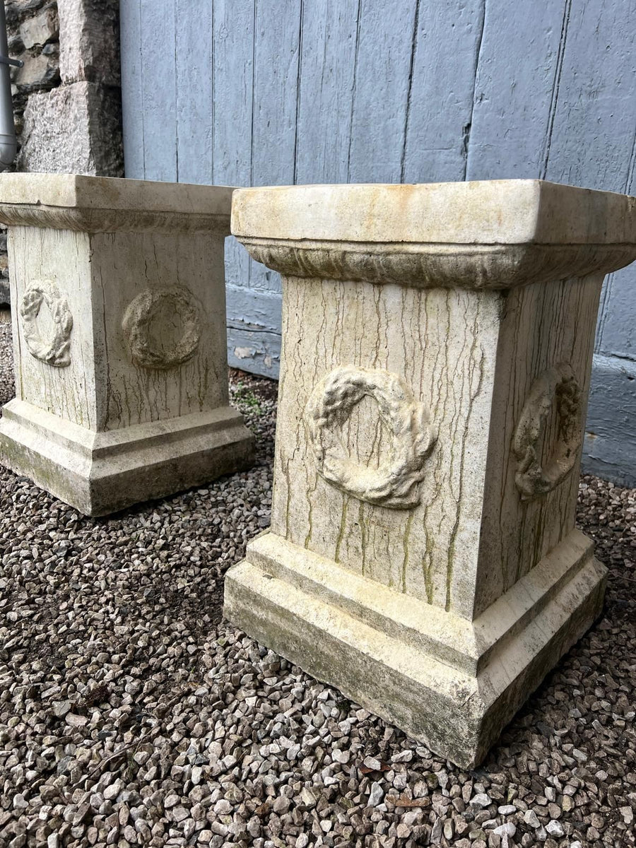 Pair of Reconstituted Stone Plinths with Egg and Dart Moulding – YEW ...